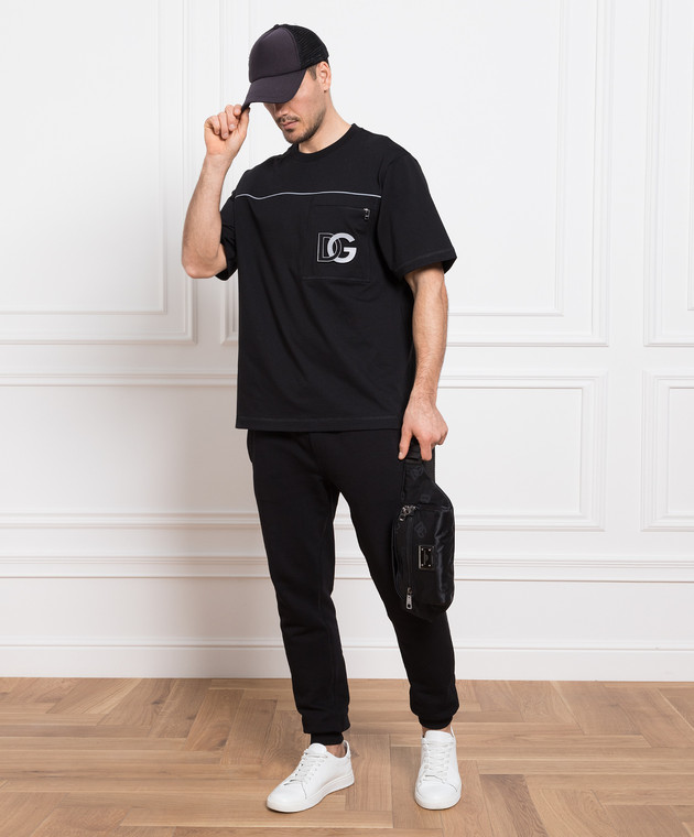 Dolce&Gabbana - Czarna koszulka z teksturowanym logo G8PI9ZHU7F0 - kup ...