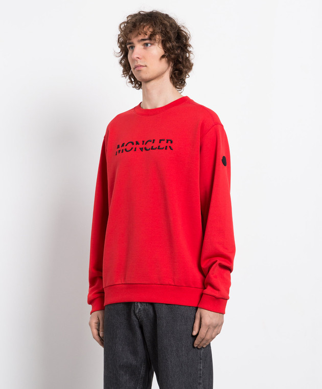 Moncler - Червоний світшот з контрастною вишивкою логотипу 8G00010809KR ...