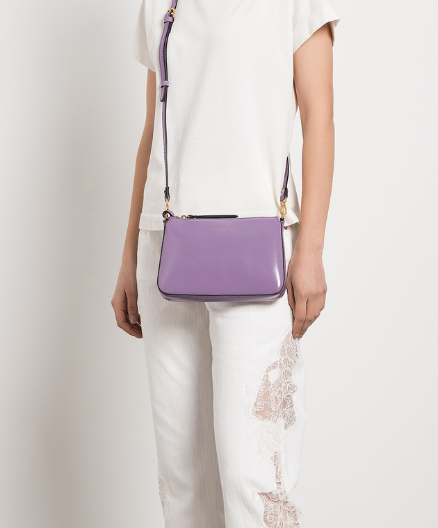 Gianni Chiarini - Brooke logo embossed crossbody bag in purple leather ...