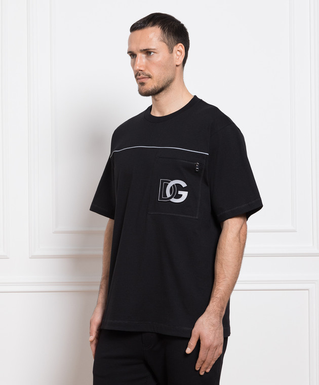 Dolce&Gabbana - Czarna koszulka z teksturowanym logo G8PI9ZHU7F0 - kup ...