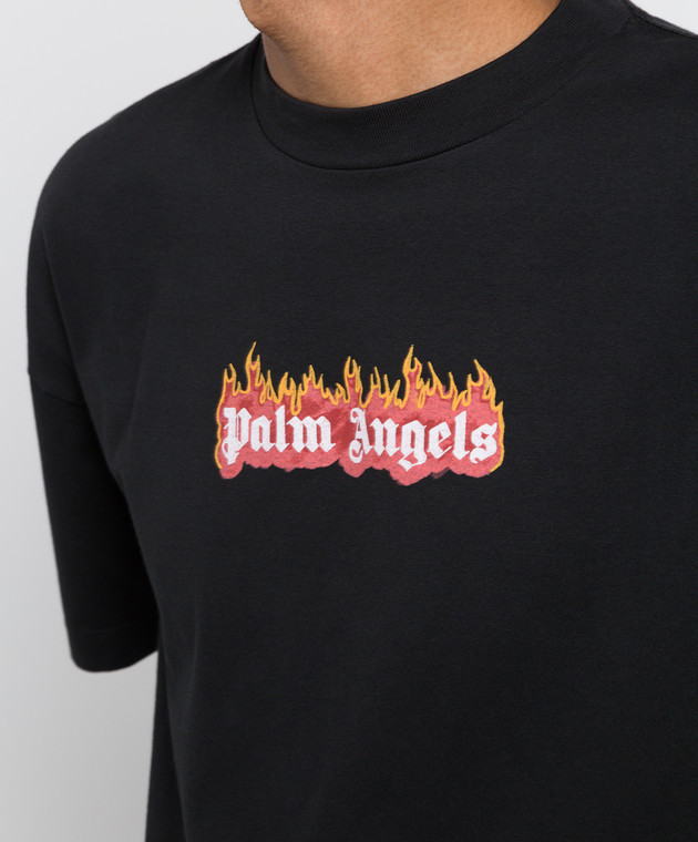 Palm Angels - Черная футболка с принтом логотипа Burning ...