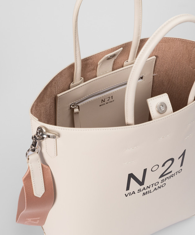 N21 - Mleczna torba z kontrastowym nadrukiem z logo 22EBS0917VC00 - kup online w Symbol