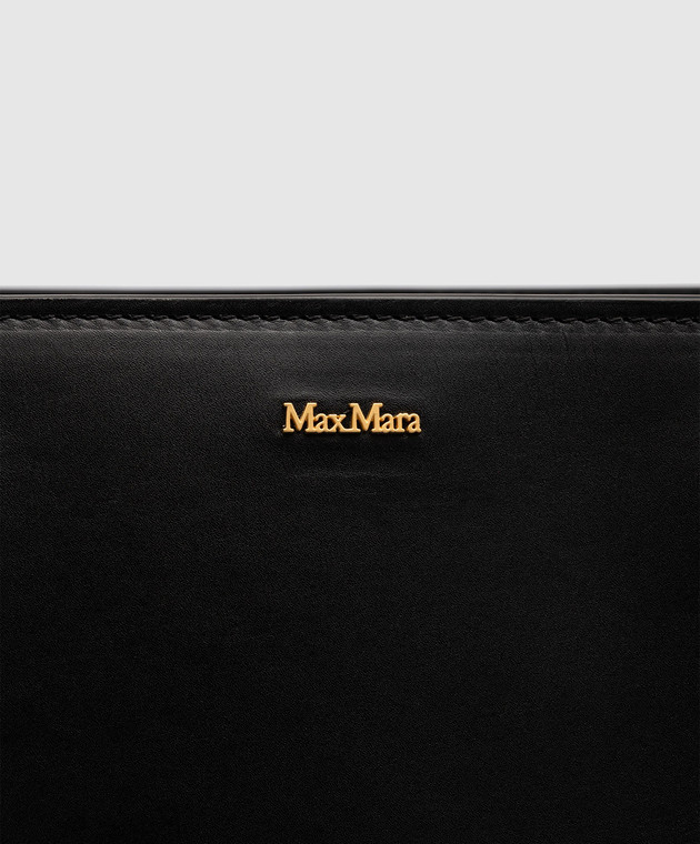 Max Mara - Vasel black leather tote bag with metal logo VASEL - buy ...