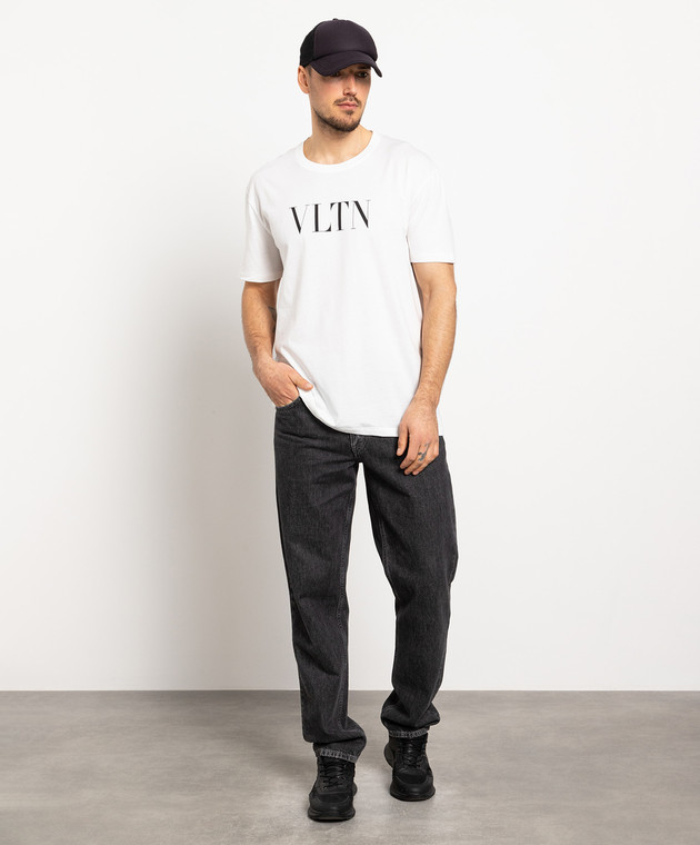 Valentino - Біла футболка з контрастним принтом логотипу VLTN ...
