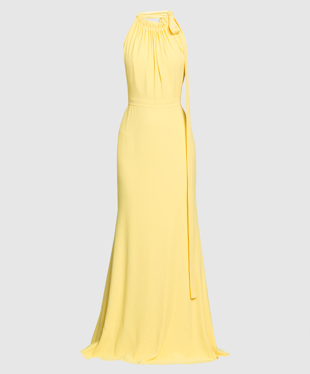 Alexander McQueen - Yellow Open Back Maxi Dress 699101QEAAA buy at Symbol
