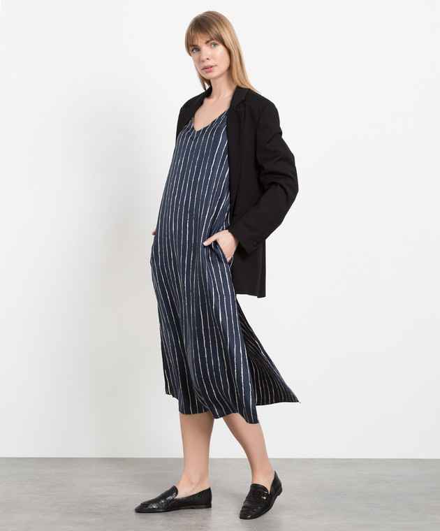 Max Mara - Синя сукня із шовку в смужку Midas MIDAS купити в Symbol