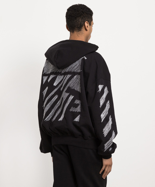 Off-White - Felpa nera con cappuccio con logo ricamato scarabocchio ...