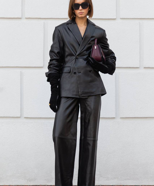 Lou Lou Studio - Black Davao Double Breasted Leather Jacket DAVAO - buy ...