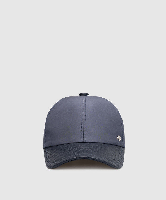 Stefano Ricci - Blue cap made of silk and crocodile skin ...