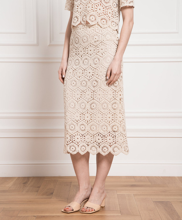 Max & Co - Бежева ажурна спідниця міді ELFO купити в Symbol