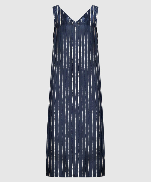 Max Mara - Синя сукня із шовку в смужку Midas MIDAS купити в Symbol