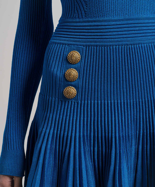 Balmain - Blue mini dress with pleating BF0R9936KF24 - buy with ...