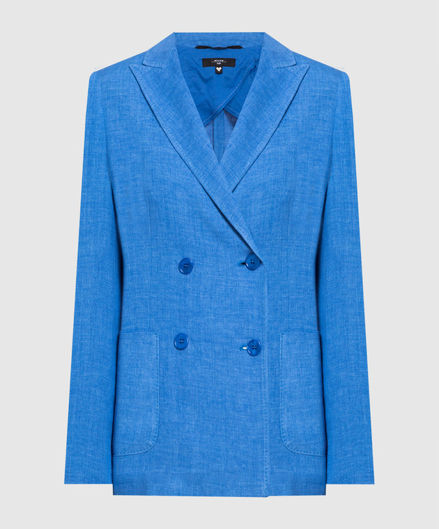 Max Mara Weekend - Blue double-breasted linen jacket MARTIN - buy with ...