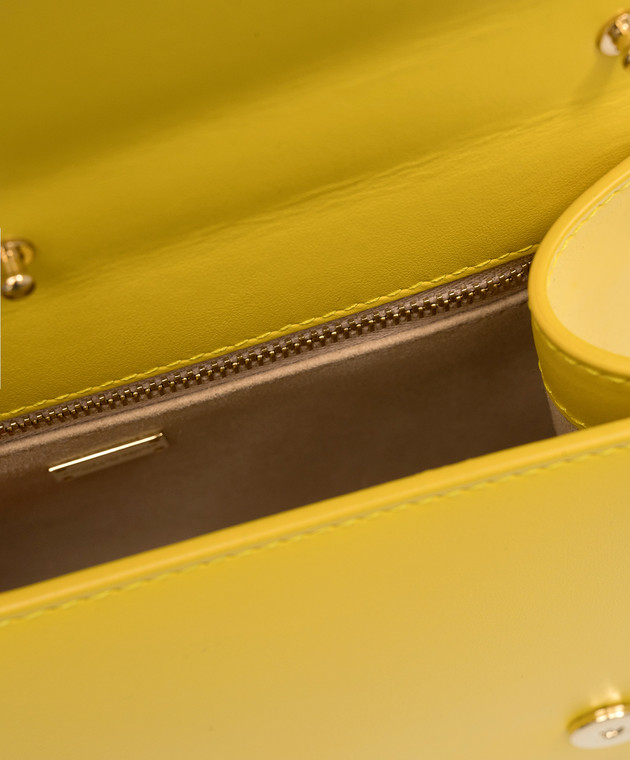 Dolce&Gabbana - Dg Logo Yellow Leather Crossbody Bag with Textured Logo ...