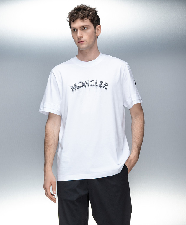 Moncler - Біла футболка з принтом логотипа 8C0000289A17 купити в Symbol