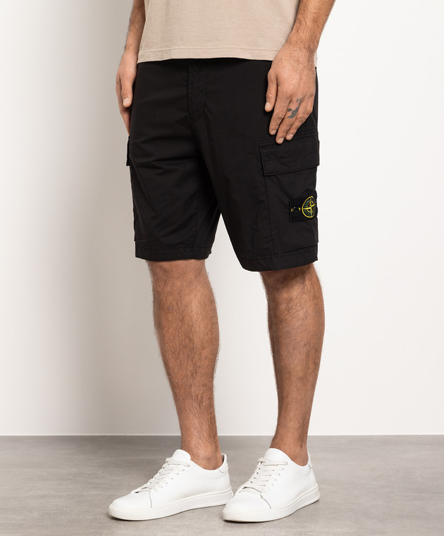 Stone Island - Черные шорты с патчем логотипа 1015L0803 купить в Symbol