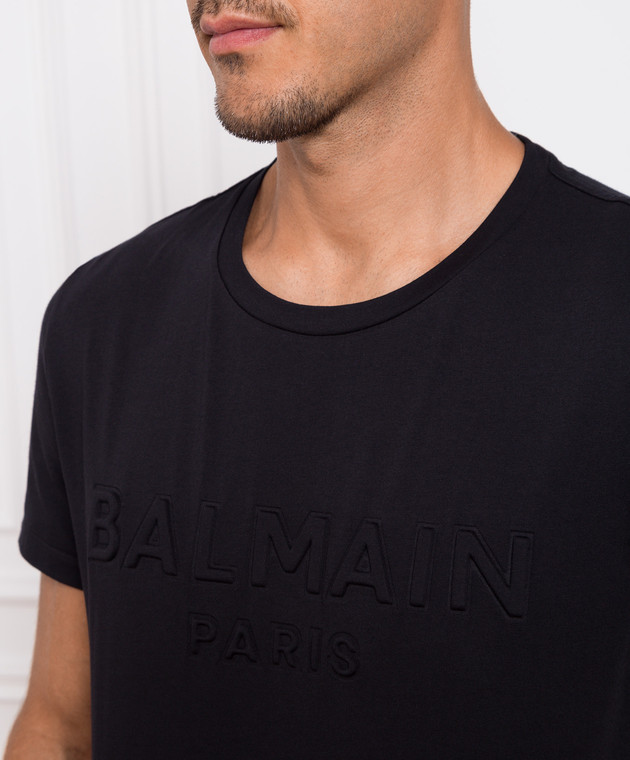 Balmain - Черная футболка с фактурным логотипом YH1EF000BB20 купить в ...
