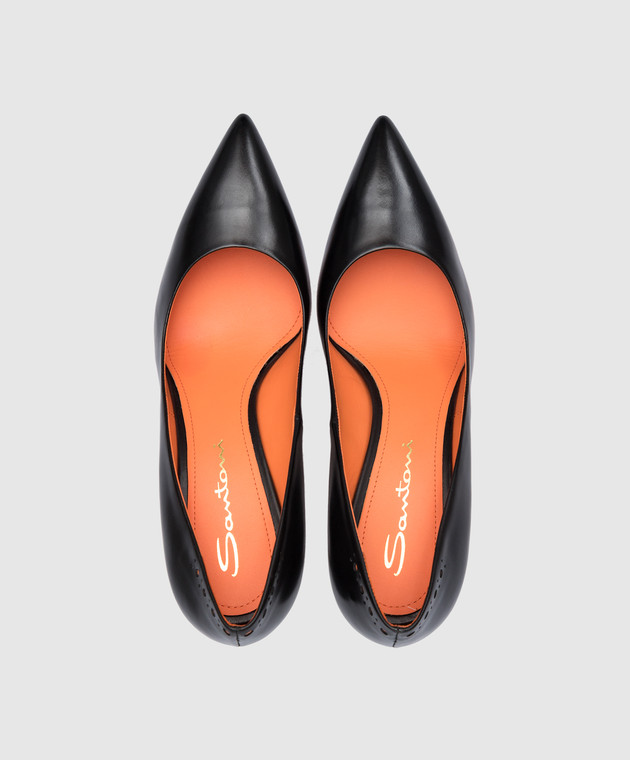Santoni - Black perforated leather pumps WDID70227HI2BIVL - buy with ...