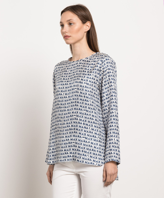 Max Mara - Alatri logo print silk blouse in white ALATRI - buy with ...