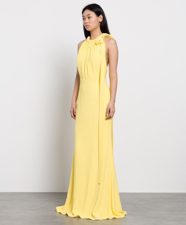 Alexander McQueen - Yellow Open Back Maxi Dress 699101QEAAA buy at Symbol