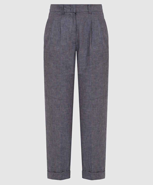 Peserico - Blue linen slacks P0408602603 - buy with European delivery ...